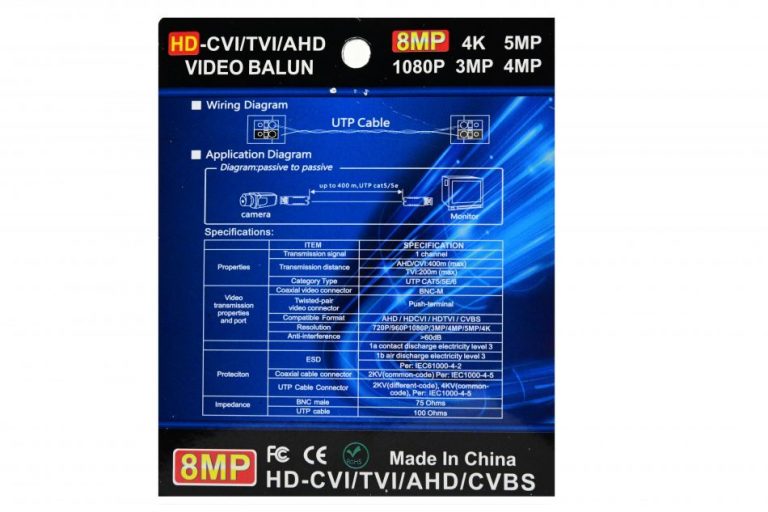 Video balun 8MP HD-CVI/TVI/AHD/CVBS - Rovision.ro