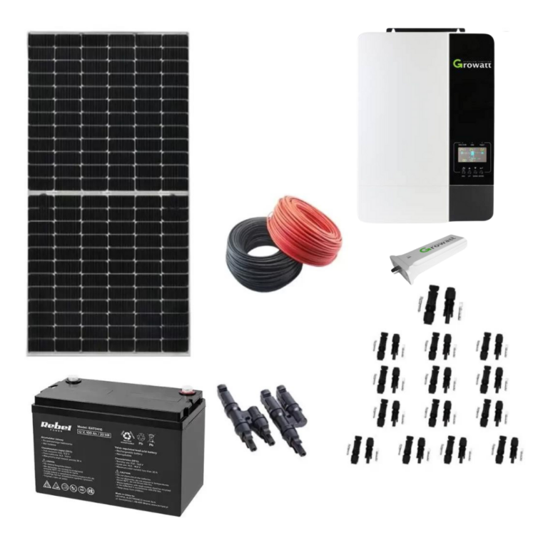 KIT sistem fotovoltaic off-grid 5 KW pro cu 14 Panouri monocristaline 380W cu 8 Acumulatori 12V ...